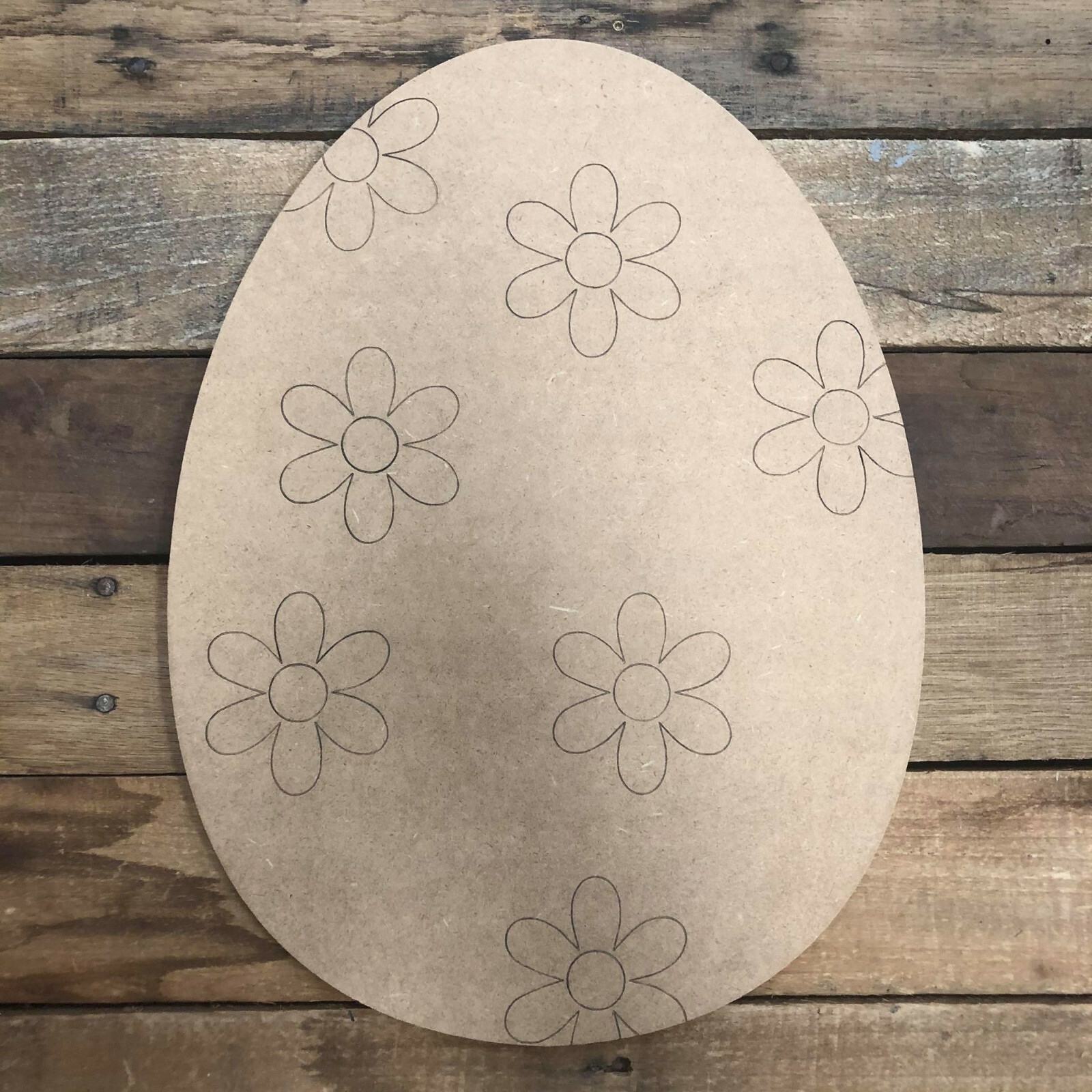 Flower Easter Egg Cutout, Unfinished Spring Shape, Paint by Line MDF ...