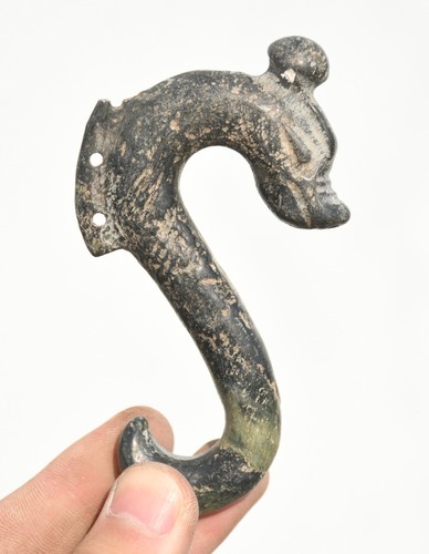 3.8" Old Chinese Hongshan culture Meteorite stone Carving Dragon hook ...