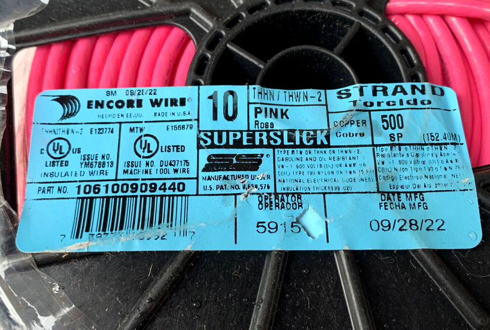 Encore Wire 500ft 10-AWG Stranded Pink Wire THHN/THWN-2 Building ...