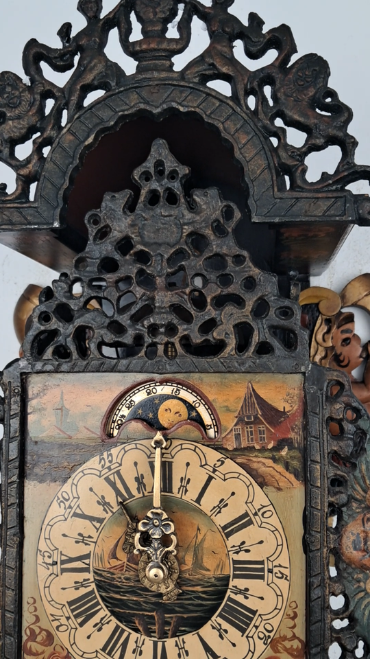 Vintage Antique Dutch Wall Clock Mermaid Friesian 8 day MOONPHASE ...