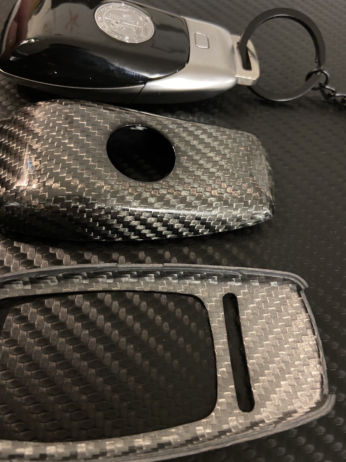 GT63S Genuine Carbon Fiber Keyring Key Fob Cover Package For Mercedes ...