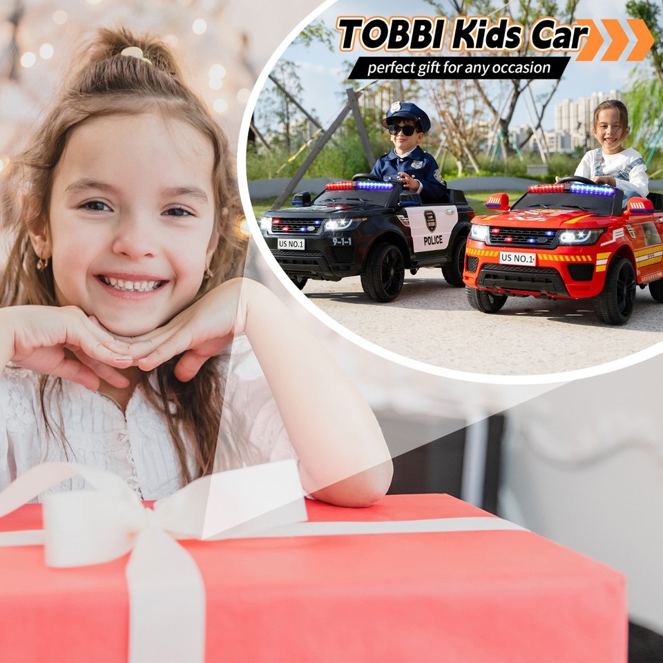 12V TOBBI Kids Ride on Police Cars with Lights & Sounds Power Remote ...
