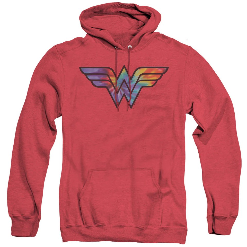 Dc Wonder Woman Wonder Woman Tie Dye Logo Mens Heather Hoodie Red | eBay