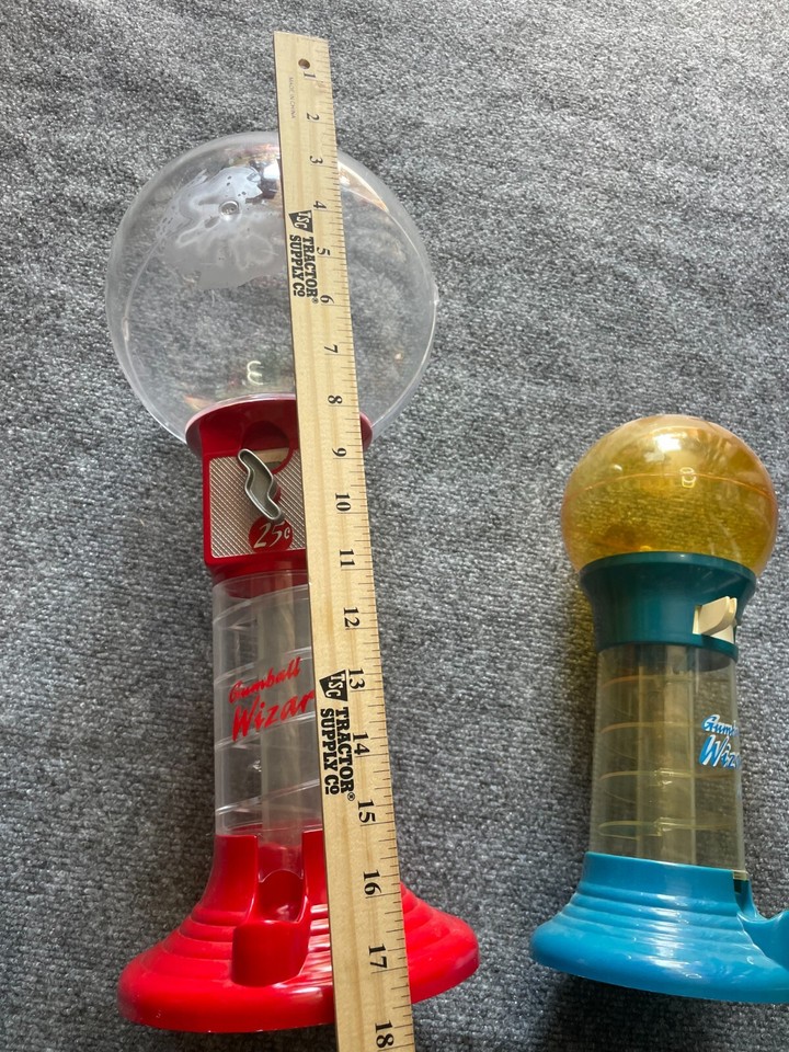 2 Gumball Wizard - Gumball Spiral Machine - 18” Red & 12" Blue Plastic ...