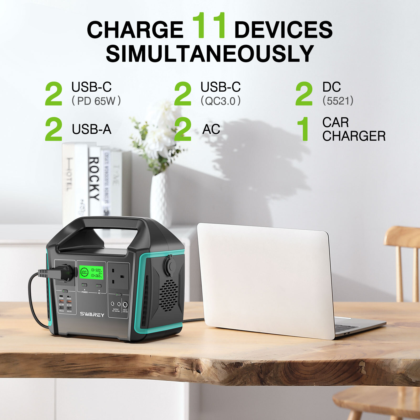 SWAREY Portable Power Station 1000W 725.76Wh Solar Power Generator ...