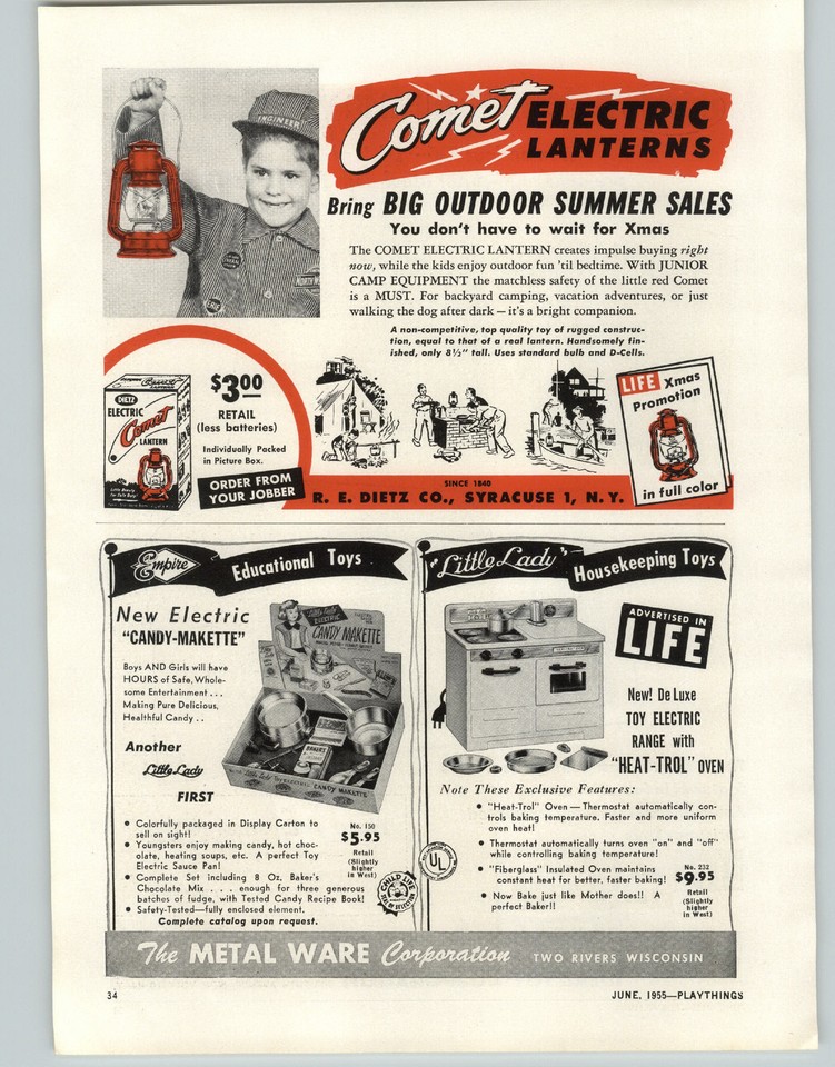 1955 PAPER AD Ideal Betsy Wetsy Magic Lips Dolls Comet Toy Railroad ...