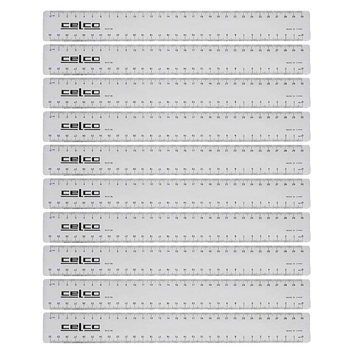 10PK Celco 30cm Metric Plastic Ruler School Art/Craft Stationery ...