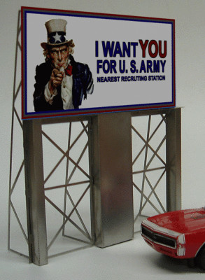 UNCLE SAM WANTS YOU! ANIMATED ROADSIDE SIGN O-SCALE- LIGHTS, BLINKS ...