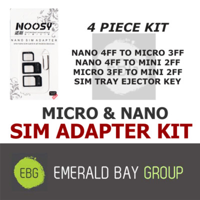 LOT of 10 SIM Card Adapter Kits • MICRO + NANO SIM Size plus SIM Eject ...