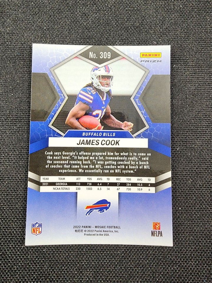 2022 Panini Mosaic James Cook Silver Prizm Rookie Card RC #309 Bills | eBay
