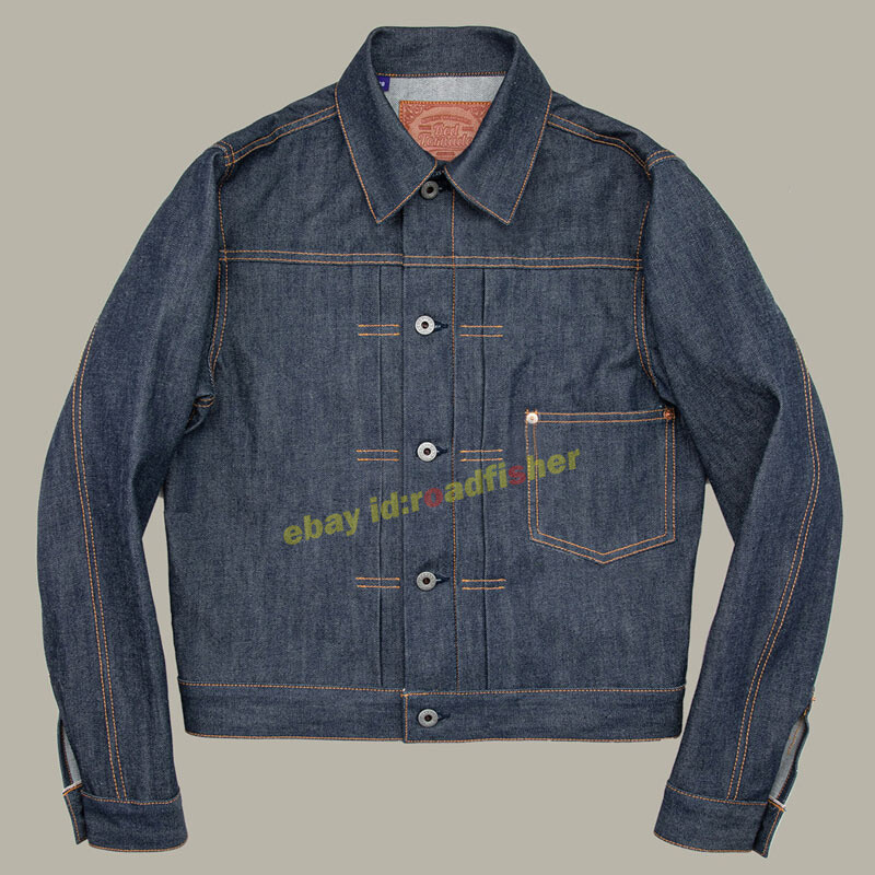 14OZ Raw Selvedge Denim Jeans Men's Motorcycle Jacket Cotton Outwear ...