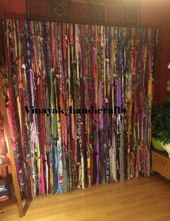 100 Strands, Bohemian gypsy rag Window Bohemian Valance Indian Backdrop ...