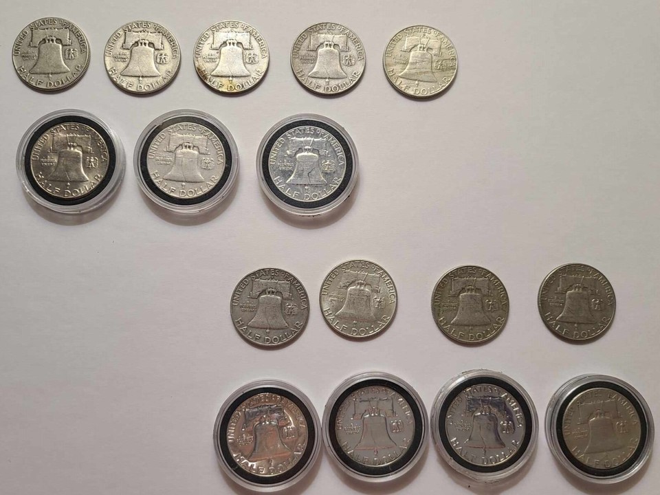 Ben Franklin Half Dollar 90% Silver Coins Lot - 12 Coins (1951-1963) | eBay