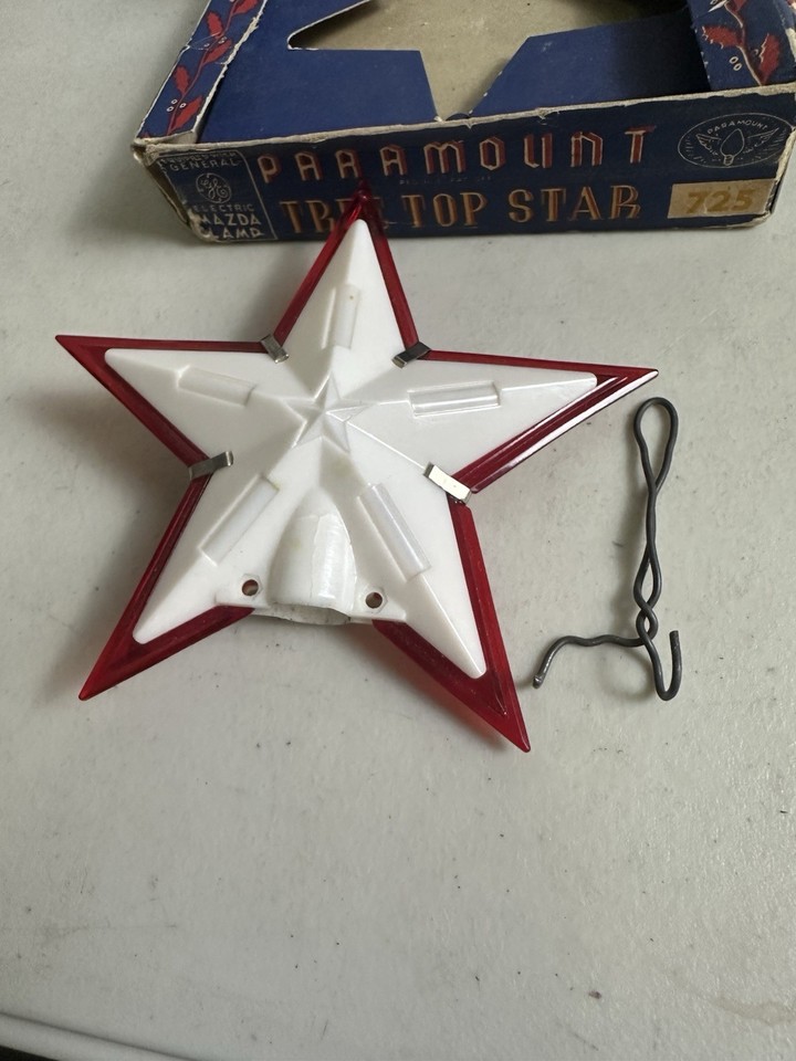 Vintage Paramount Tree Top Star White Trim Red Original Box | eBay