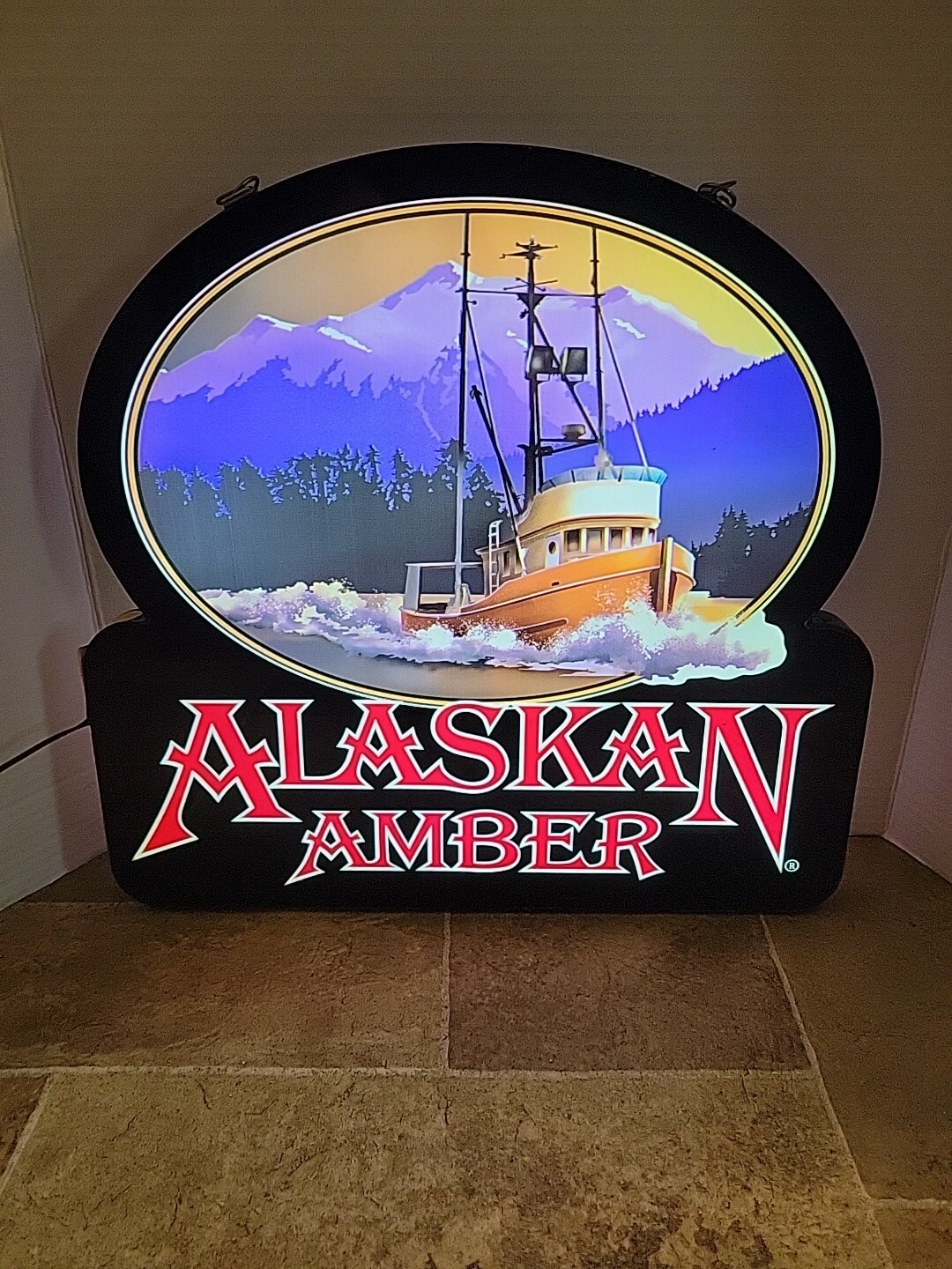 Alaskan Amber Beer LED Double-sided Light Up Bar Pub Sign Steamboat ...