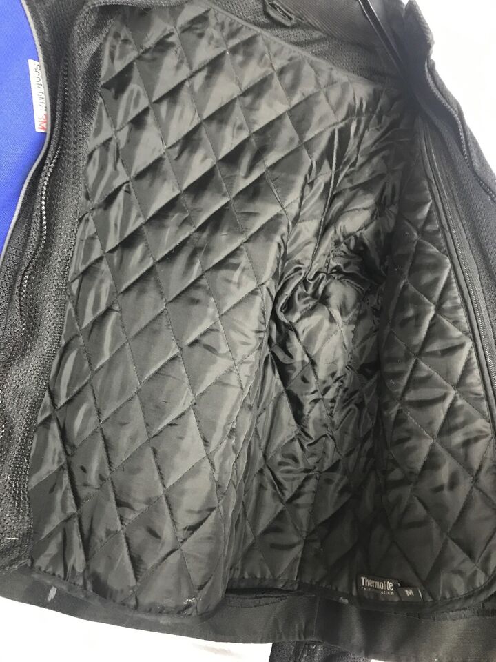 Protector Blue Black Riding Racing Motorcycle Jacket Scotchlite Padding ...