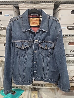 Vintage Levi's Dark Blue Flannel Lined Denim Jacket Type 3 Men's XL ...