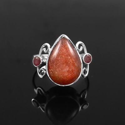 Gold Sandstone Ring 926 Sterling Silver Woman Ring Personalized Gift ...