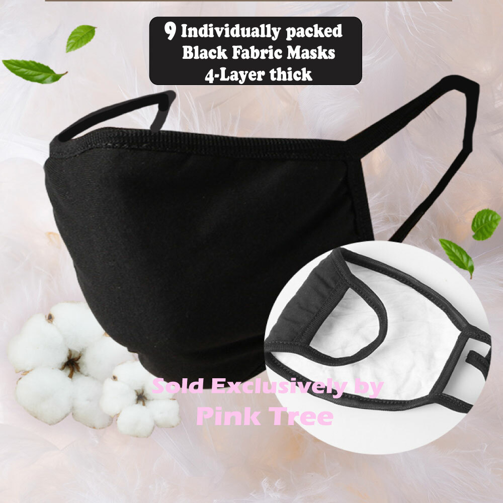 100 Pack 】 Black Fabric Face Mask-Washable,Breathable,Reusable 4-Layer ...