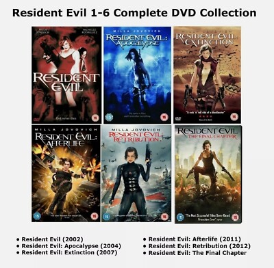 RESIDENT EVIL 1-6 COMPLETE MOVIE COLLECTION FILM DVD PART 1 2 3 4 5 6 ...
