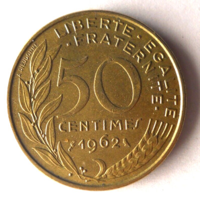 1962 FRANCE 50 CENTIMES - High Quality Coin - Free Shipping - France ...