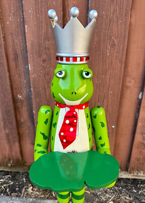 Vintage Large 32" Frog Prince Wood Nutcracker with Tray READ Crown ...