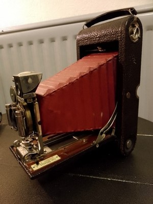 Kodak No 3A Red Bellows Folding Pocket Camera with Combination Back ...