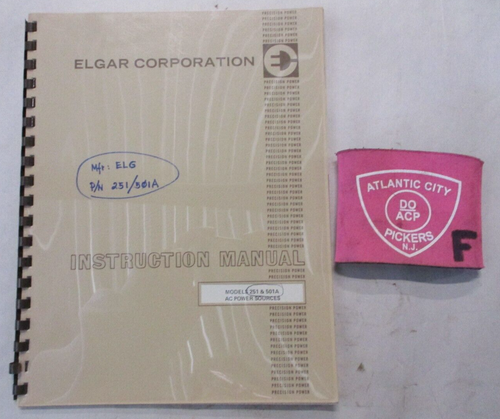 ELGAR MODELS 251 & 501A AC POWER SOURCES INSTRUCTION MANUAL | eBay