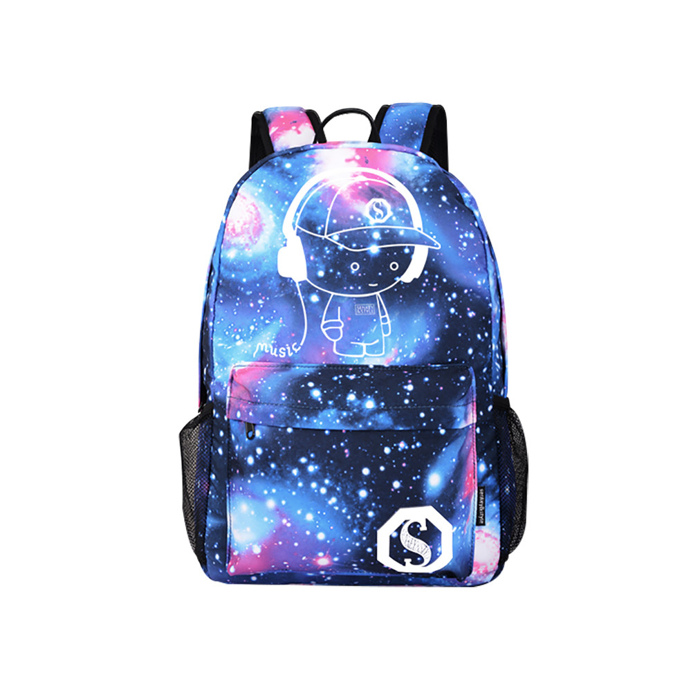 Galaxy School Bag Backpack Luminous Children Unisex Canvas Bag Casual ...