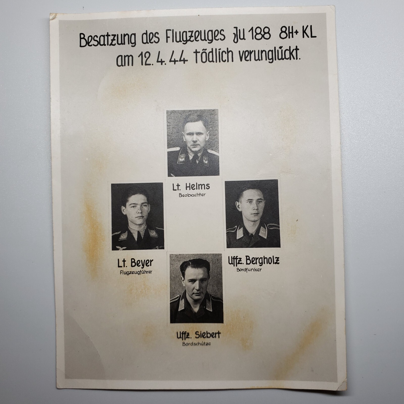 Original WW2 WWII German Luftwaffe Junkers Bomber JU 188 8H KL pilot ...