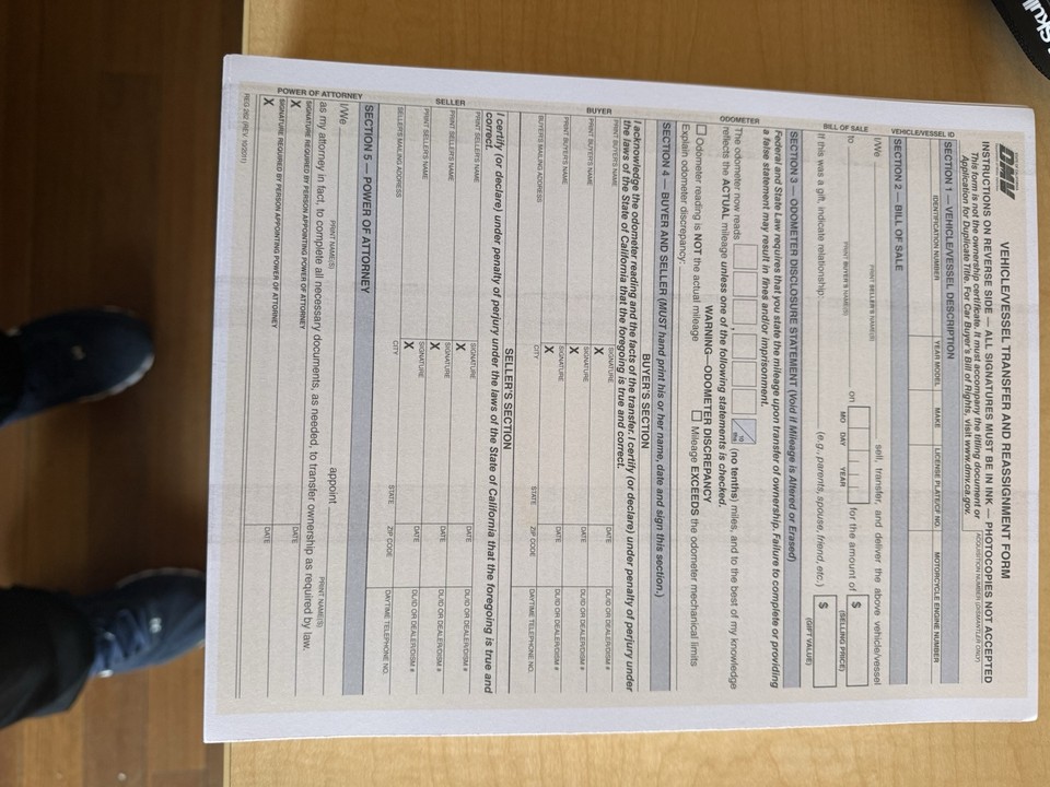 DMV REG 262 Form Pack Of 100 Vehicle / Vessel Transfer and Reassignment ...