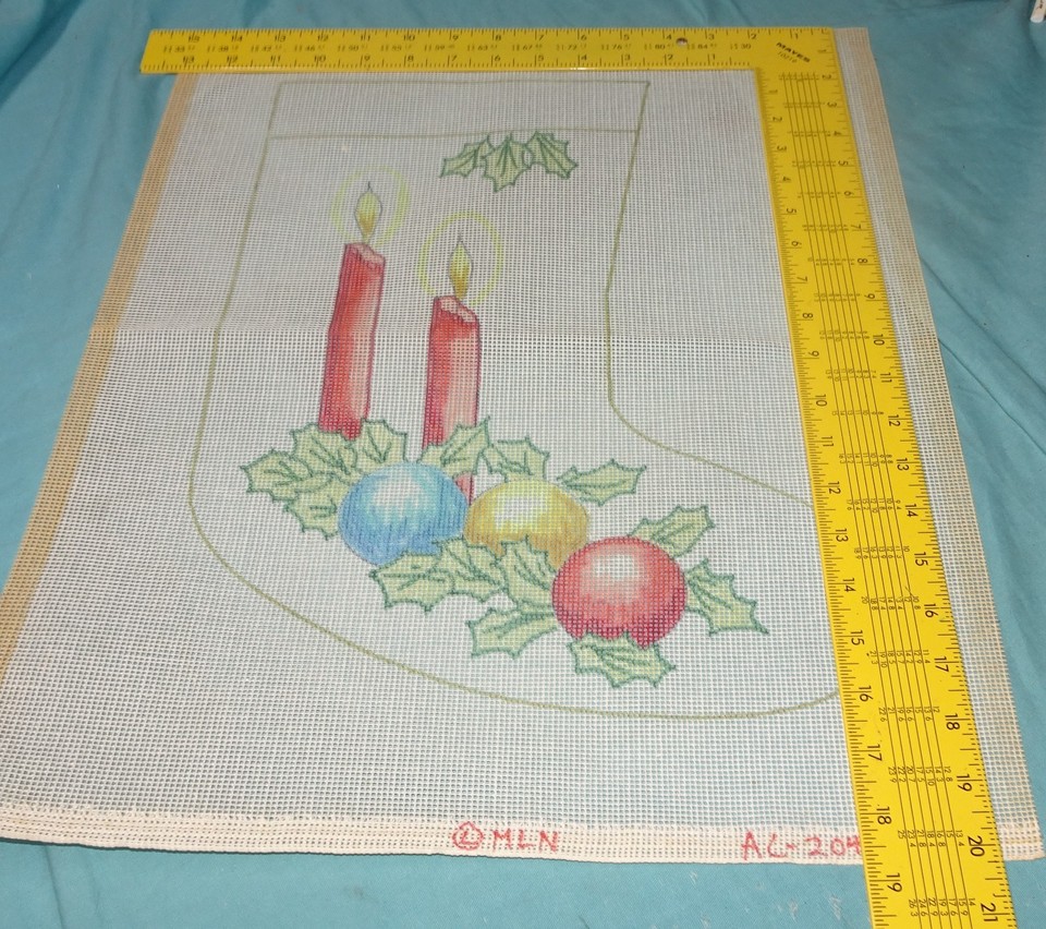 VINTAGE UNUSED MLN Mary NETTUNO Christmas Stocking CANDLE Needlepoint ...