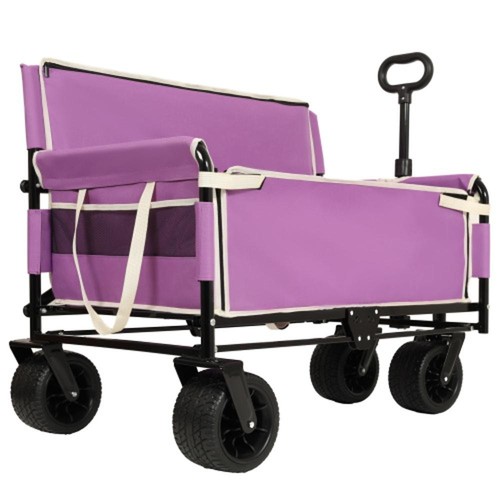 3-in-1 Convertible Folding Wagon Cart w/ Bench Seat & Storage - 500lbs ...