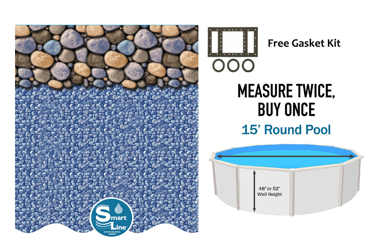 Smartline 15' Round Above Ground Overlap 48"/52" Swimming Pool Liner ...