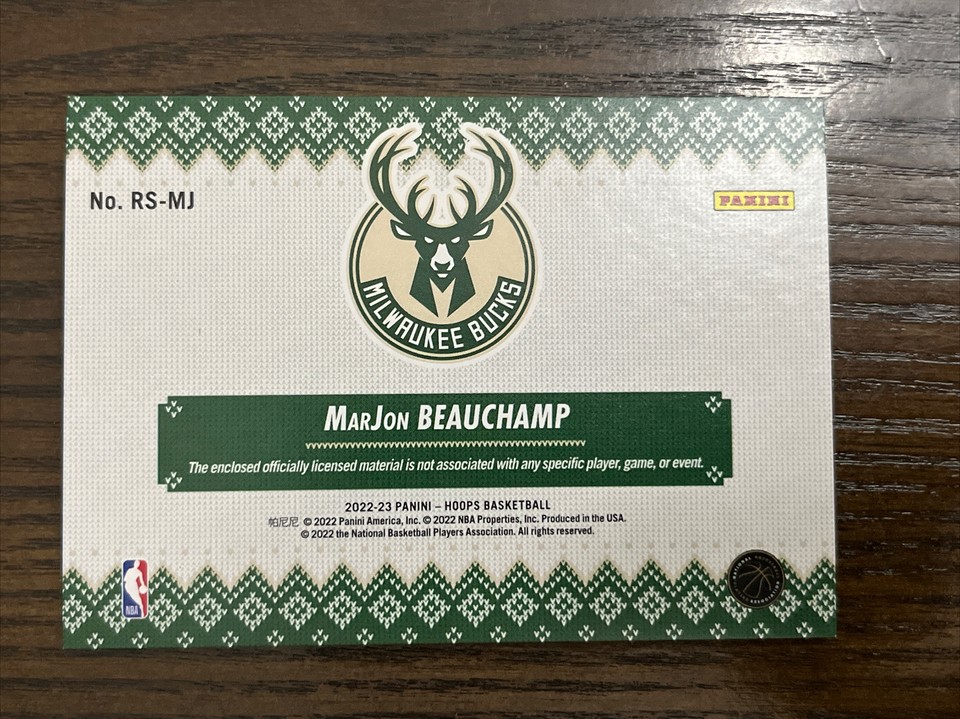 2022-23 Panini Hoops #RS-MJ MarJon Beauchamp Rookie Sweaters Milawukee ...