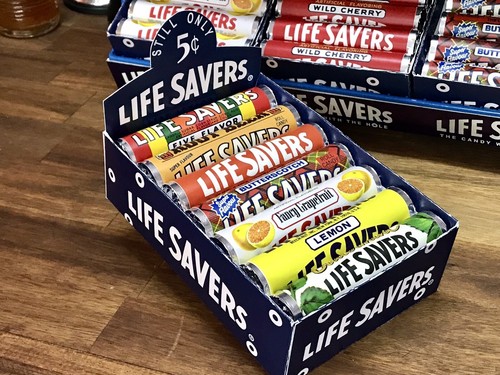 Vintage LIFE SAVERS Candy Display Box 7 Mixed Rolls Milk Bar Retro ...