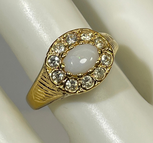Vintage 18KT GE Gold Plated Cubic Zirconia & Opal 5.61 Gram Statement ...