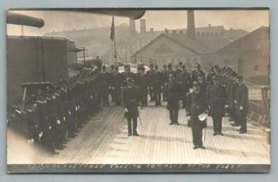 Admiral Frank Friday Fletcher "Taking Fleet Control" USS Wyoming RPPC ...