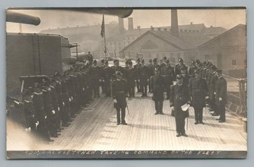 Admiral Frank Friday Fletcher "Taking Fleet Control" USS Wyoming RPPC ...