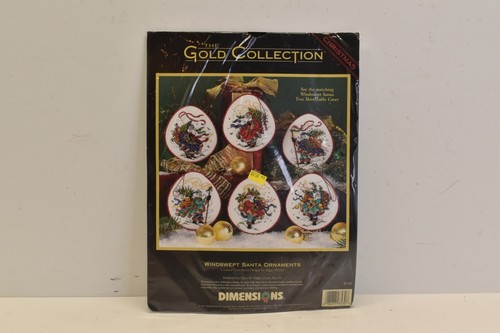 Dimensions Gold Windswept Santa Ornaments Christmas Cross Stitch Kit ...