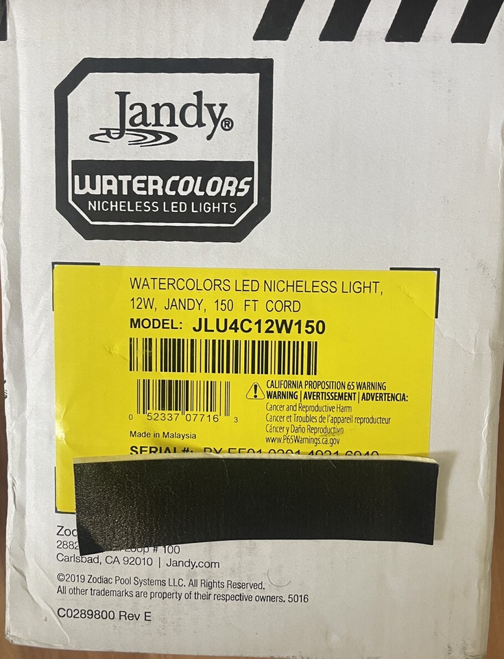 Jandy Pro Series RGBW Watercolors Hydrocool 12W 150' Cord LED Light ...