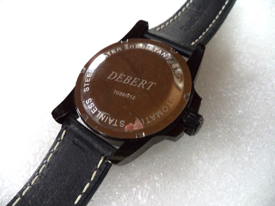 Debert Watch Black Auto Date Lg. Dial 2" Lug to Lug | eBay