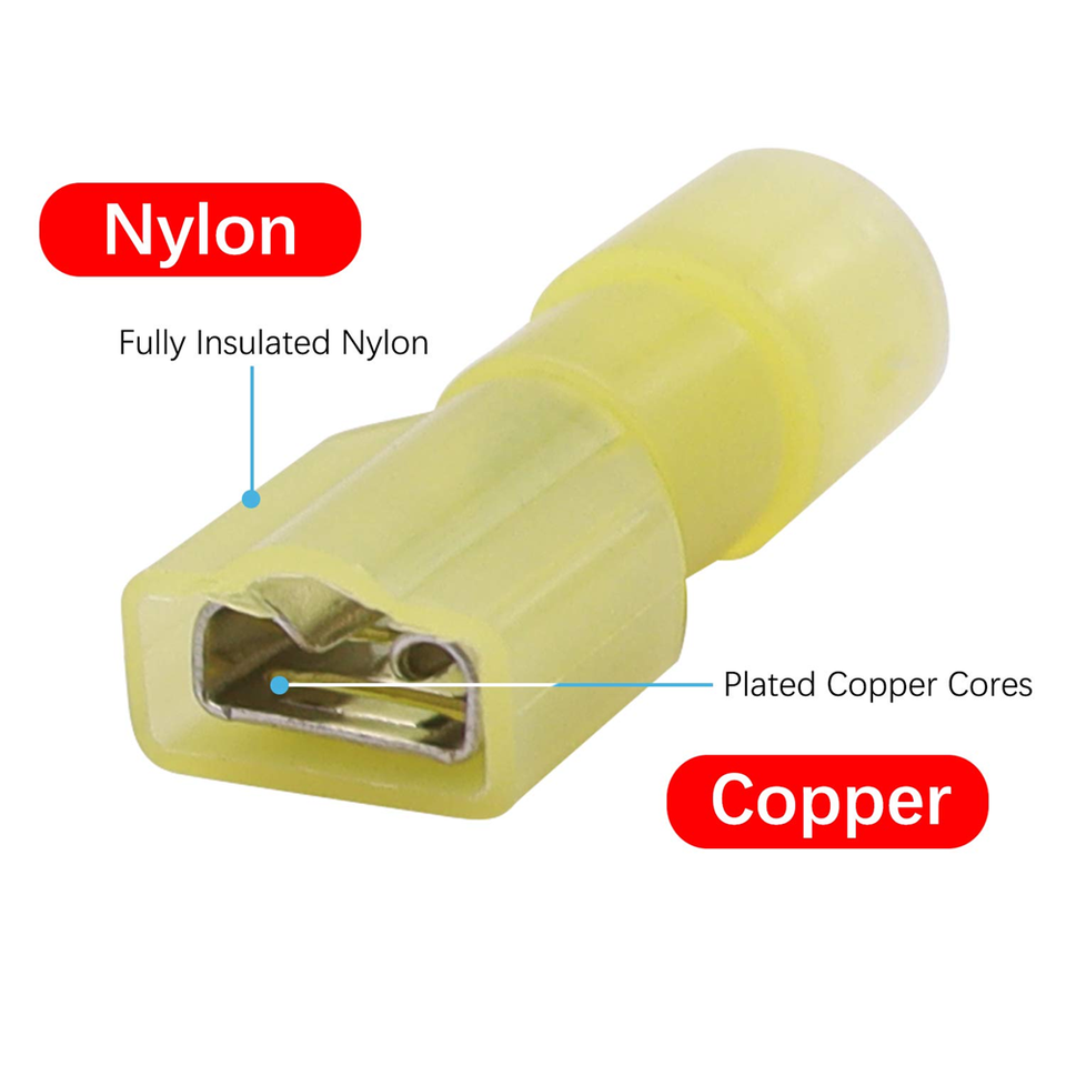 50/100pcs Female Insulated Wire Terminal Quick Disconnect Connectors 12 ...