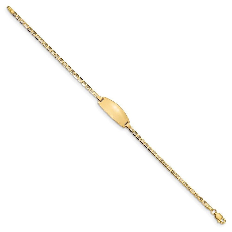 14k Yellow Gold Link ID Chain Bracelet L-6'' W- 8mm 2.53g | eBay