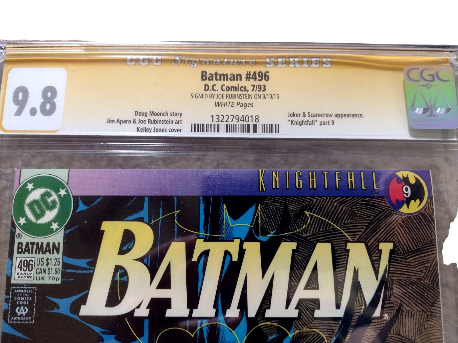 Batman 496 SS CGC 9.8 Knightfall Batman DC Comics 1993 Joe Rubinstein ...