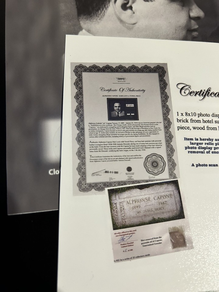 Al Capone Hair Strand Lock Relic Worn Soil Brick Pieces Mafia Chicago ...