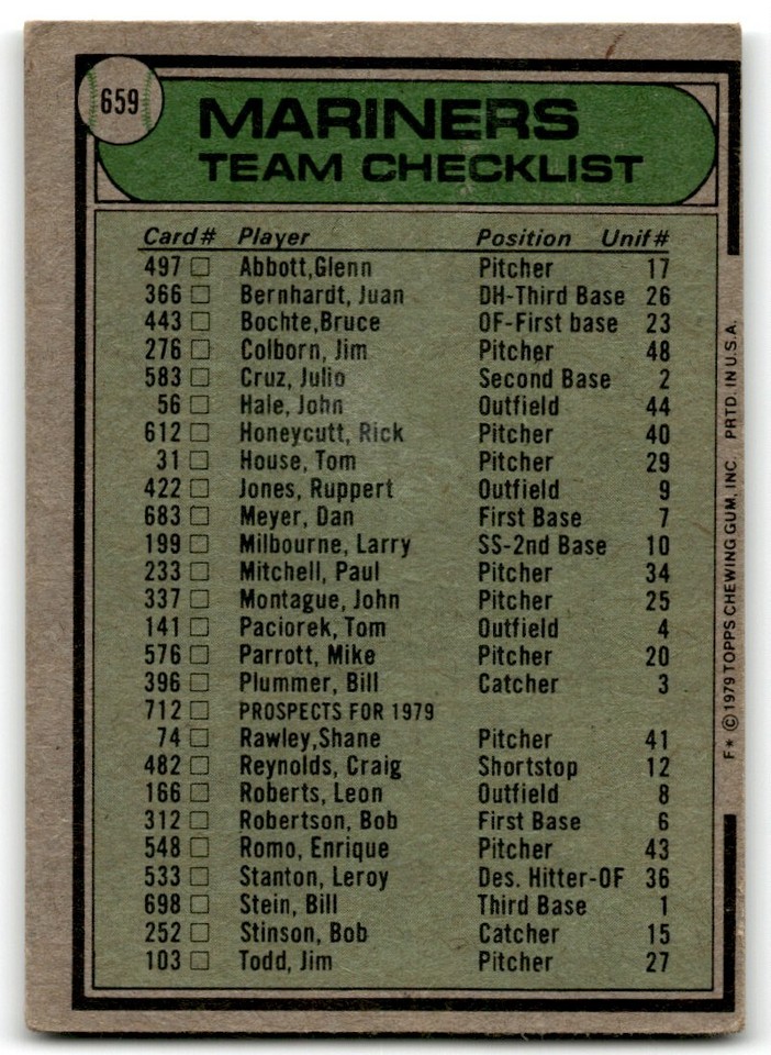 1979 TOPPS SEATTLE MARINERS - DARRELL JOHNSON SEATTLE MARINERS #659 | eBay