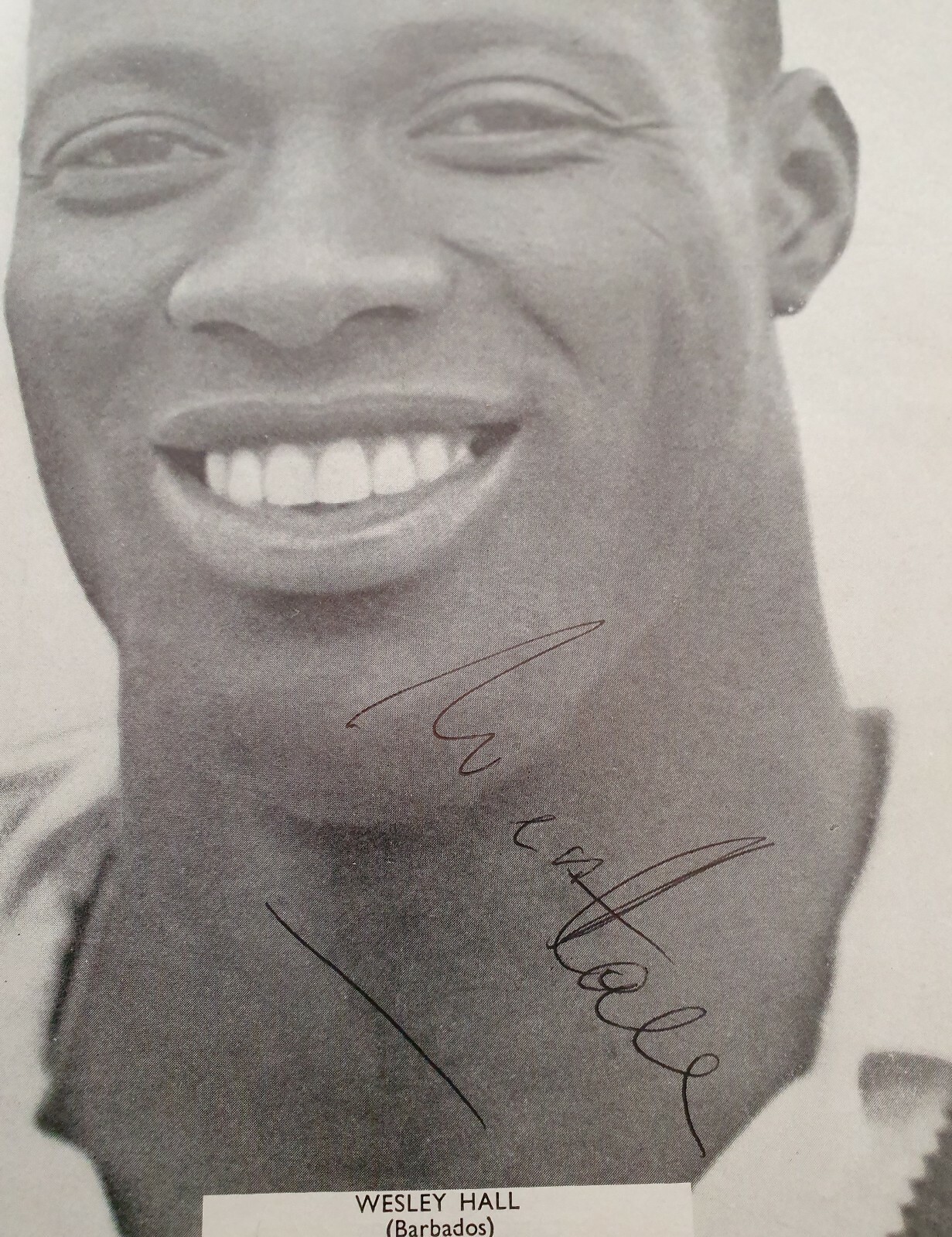 WES HALL SIGNED 6.5 x 10 INCHES approx MAGAZINE PICTURE WEST INDIES ...
