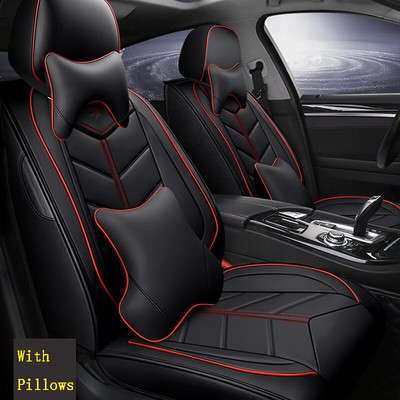 Seat Cover Set 5seats Universal Pu Leather Car Protector Pad W/pillows ...