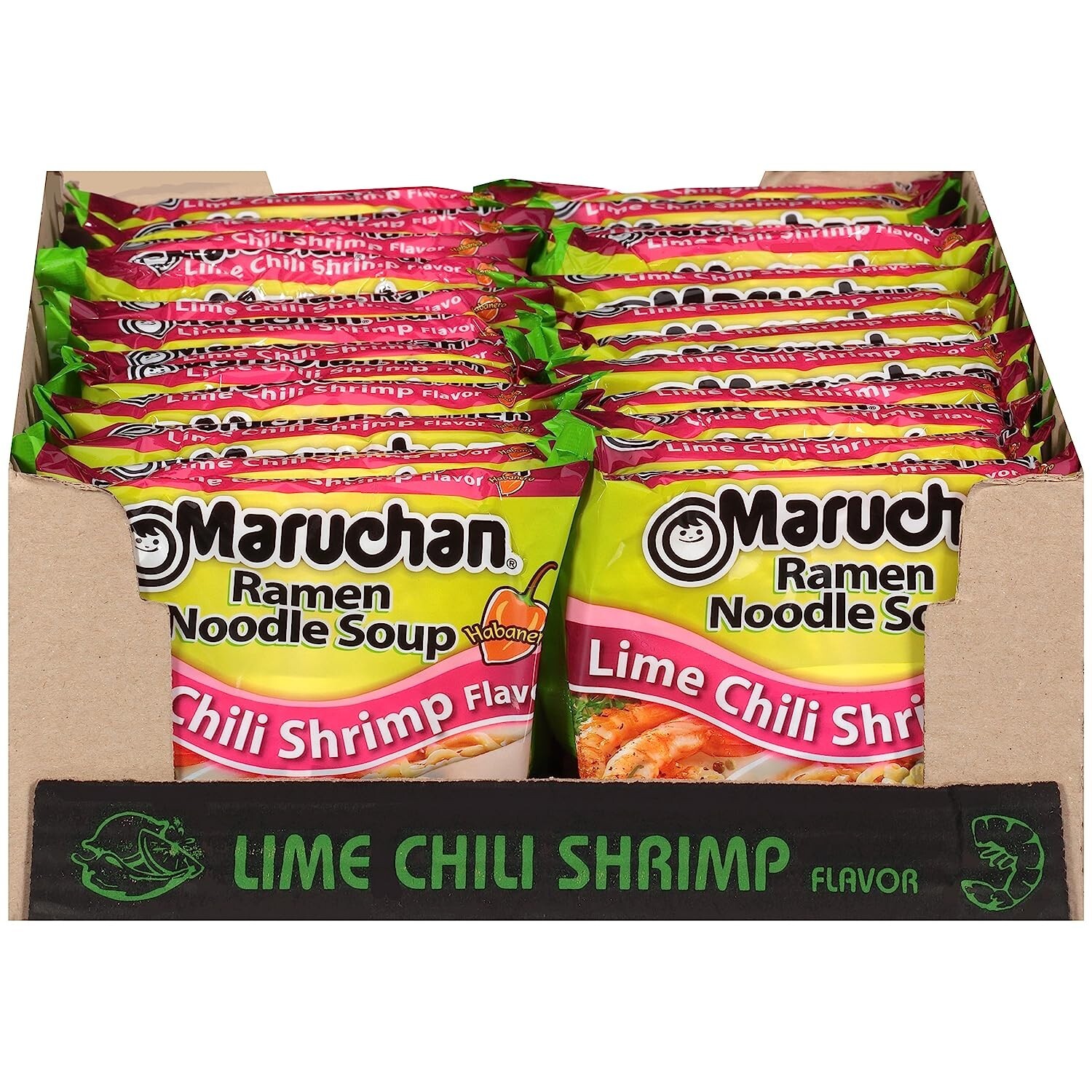 Maruchan Ramen Instant Noodles - Lime Chilli Shrimp - 1 Box (24 Packets ...